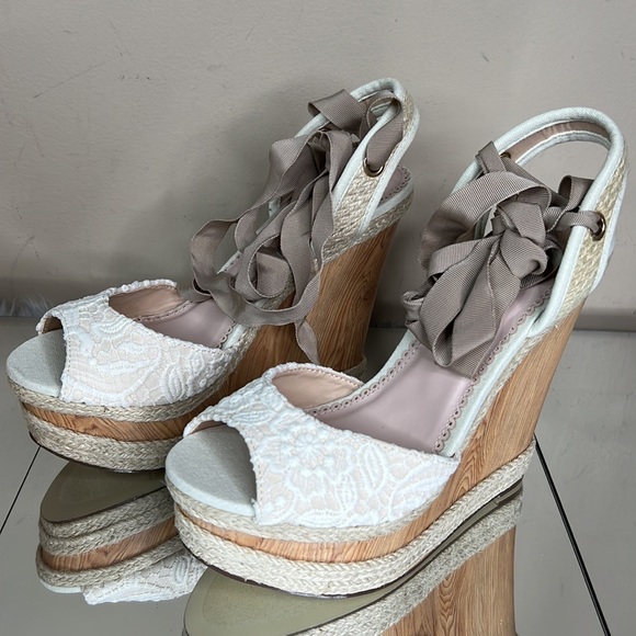 Madison | Shoes | Madison Cream Wedge Platform Heel Sandal | Poshmark